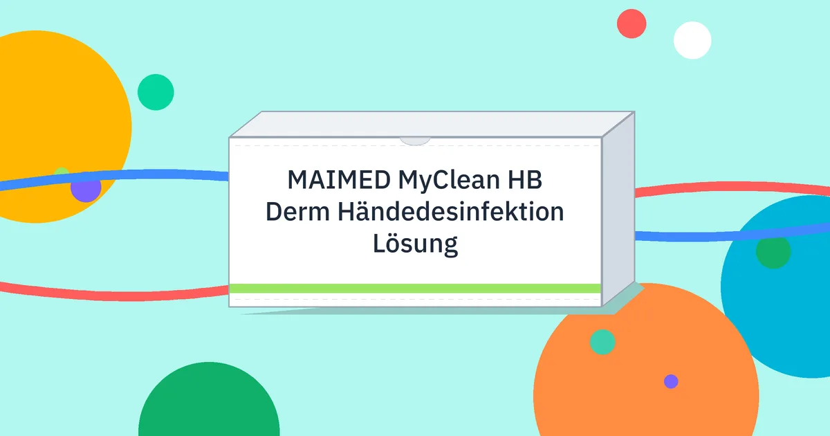 Symbolbild: Packung mit der Aufschrift MAIMED MyClean HB Derm Händedesinfektion Lösung (PZN 19705878) – Verfügbarkeit und Bezug in Apotheken in Frankfurt am Main