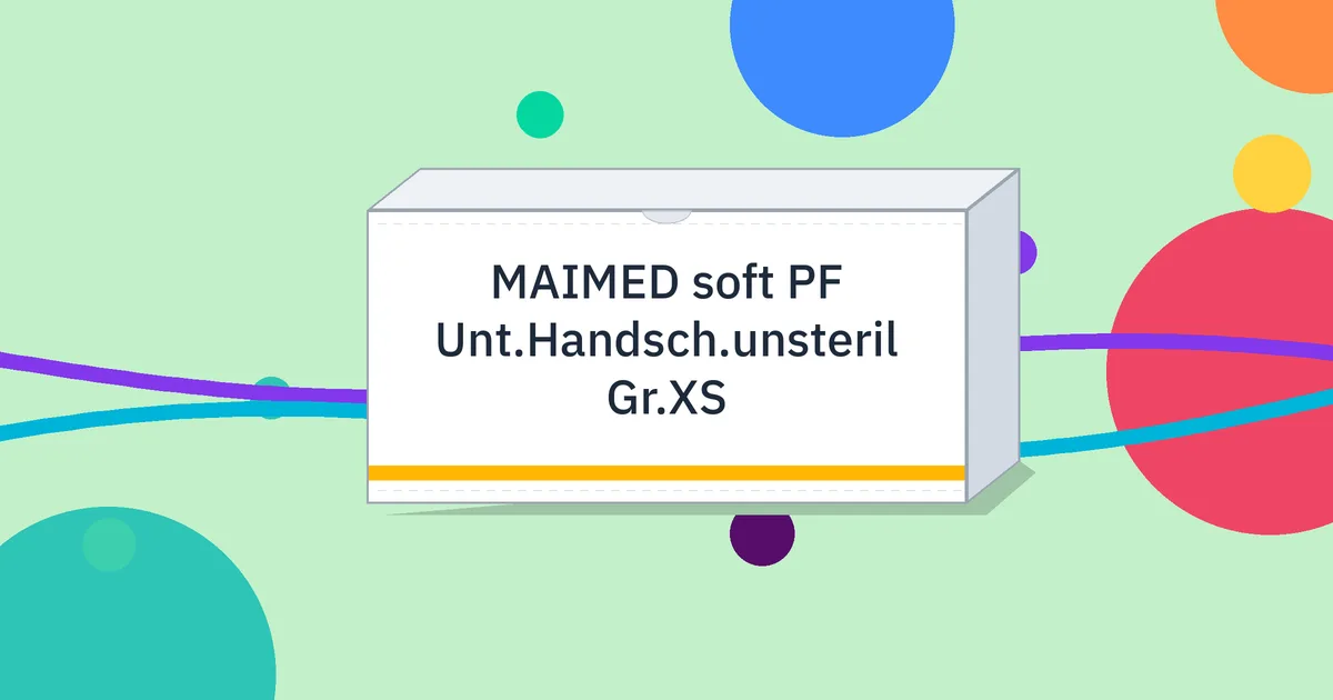 Symbolbild: Packung mit der Aufschrift MAIMED soft PF Unt.Handsch.unsteril Gr.XS (PZN 02876647) – Verfügbarkeit und Bezug in Apotheken in Frankfurt am Main