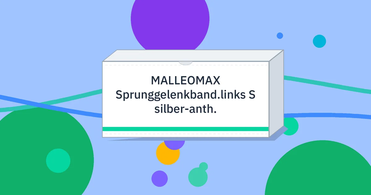 Symbolbild: Packung mit der Aufschrift MALLEOMAX Sprunggelenkband.links S silber-anth. (PZN 11097770) – Verfügbarkeit und Bezug in Apotheken in Frankfurt am Main