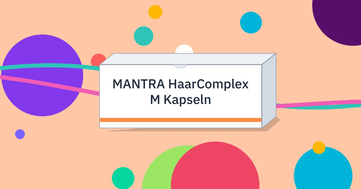 Symbolbild: Packung mit der Aufschrift MANTRA HaarComplex M Kapseln (PZN 13743725) – Verfügbarkeit und Bezug in Apotheken in Frankfurt am Main