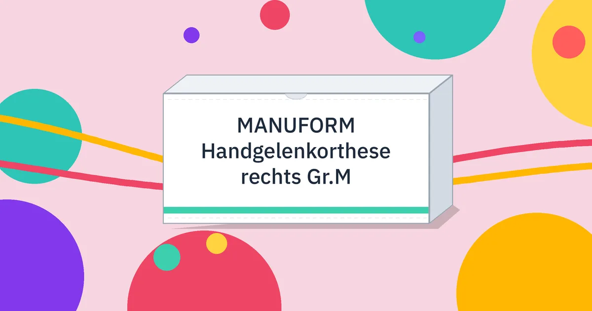 Symbolbild: Packung mit der Aufschrift MANUFORM Handgelenkorthese rechts Gr.M (PZN 15608517) – Verfügbarkeit und Bezug in Apotheken in Frankfurt am Main