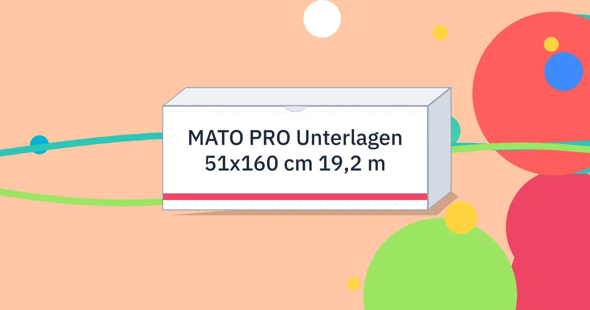 Symbolbild: Packung mit der Aufschrift MATO PRO Unterlagen 51x160 cm 19,2 m (PZN 06932325) – Verfügbarkeit und Bezug in Apotheken in Frankfurt am Main