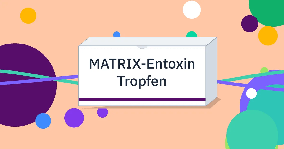 Symbolbild: Packung mit der Aufschrift MATRIX-Entoxin Tropfen (PZN 05701121) – Verfügbarkeit und Bezug in Apotheken in Frankfurt am Main