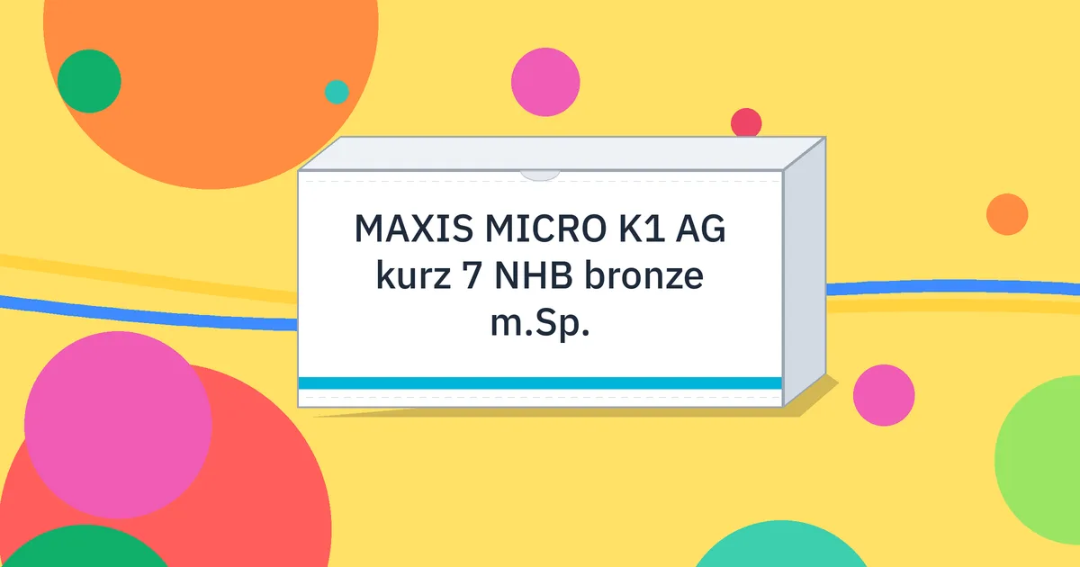 Symbolbild: Packung mit der Aufschrift MAXIS MICRO K1 AG kurz 7 NHB bronze m.Sp. (PZN 17672488) – Verfügbarkeit und Bezug in Apotheken in Frankfurt am Main