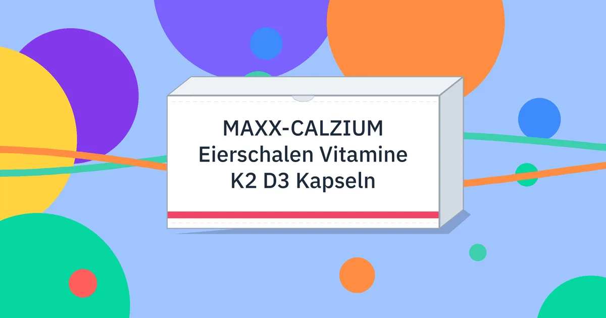 Symbolbild: Packung mit der Aufschrift MAXX-CALZIUM Eierschalen Vitamine K2 D3 Kapseln (PZN 20356762) – Verfügbarkeit und Bezug in Apotheken in Frankfurt am Main