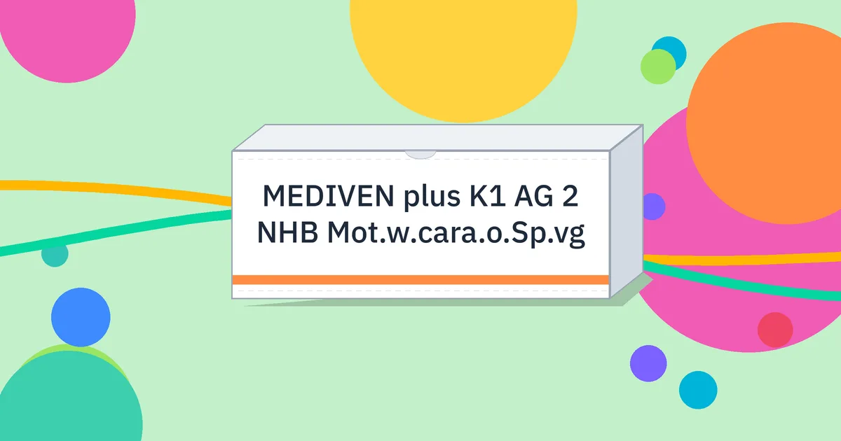 Symbolbild: Packung mit der Aufschrift MEDIVEN plus K1 AG 2 NHB Mot.w.cara.o.Sp.vg (PZN 15920634) – Verfügbarkeit und Bezug in Apotheken in Frankfurt am Main