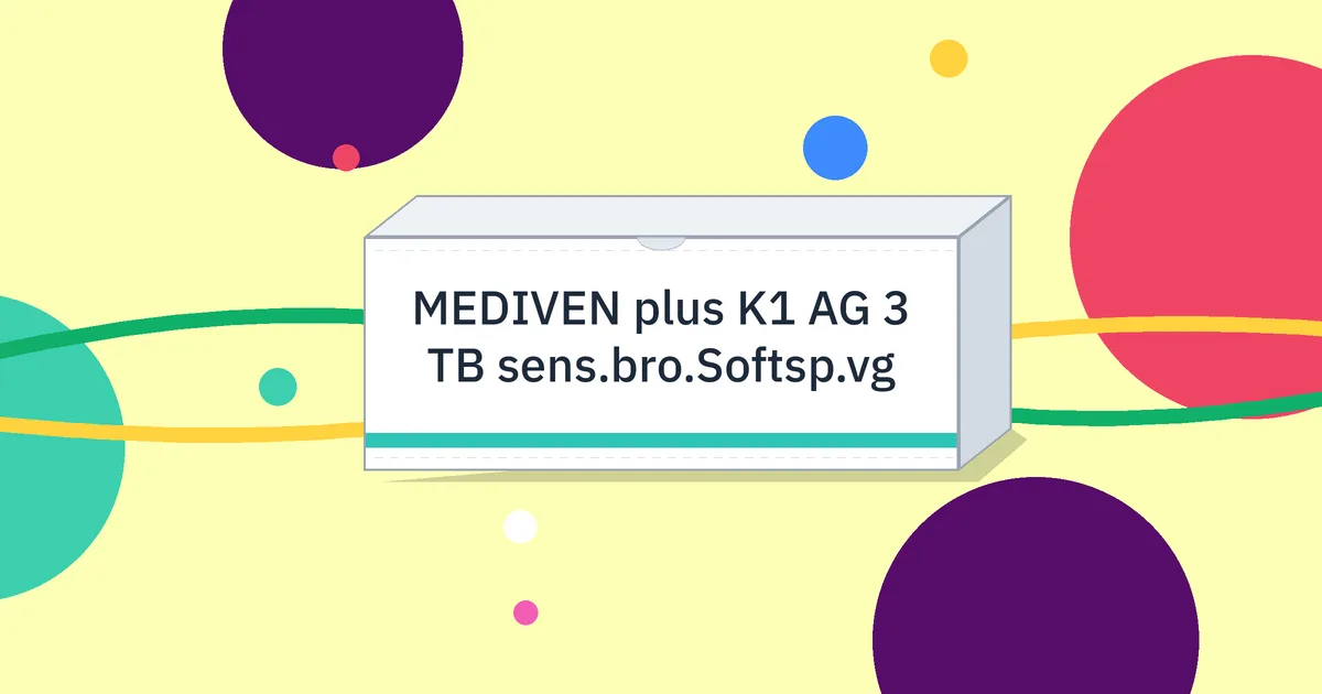 Symbolbild: Packung mit der Aufschrift MEDIVEN plus K1 AG 3 TB sens.bro.Softsp.vg (PZN 15064543) – Verfügbarkeit und Bezug in Apotheken in Frankfurt am Main