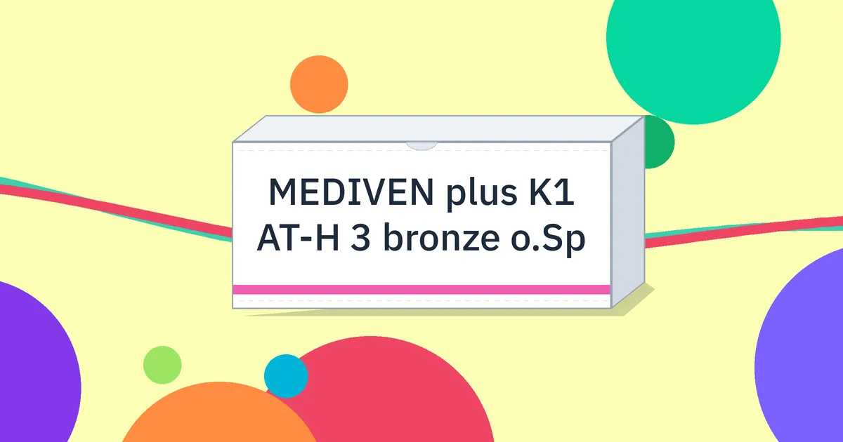 Symbolbild: Packung mit der Aufschrift MEDIVEN plus K1 AT-H 3 bronze o.Sp (PZN 15036015) – Verfügbarkeit und Bezug in Apotheken in Frankfurt am Main