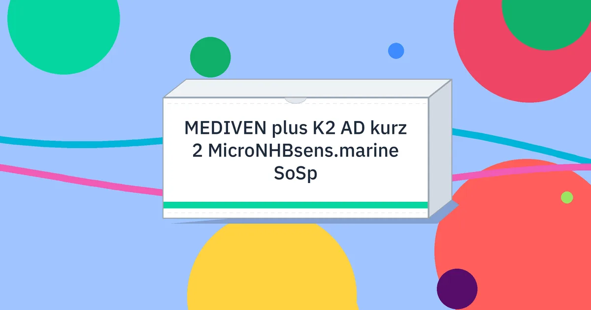 Symbolbild: Packung mit der Aufschrift MEDIVEN plus K2 AD kurz 2 MicroNHBsens.marine SoSp (PZN 15934665) – Verfügbarkeit und Bezug in Apotheken in Frankfurt am Main