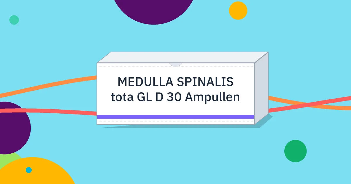 Symbolbild: Packung mit der Aufschrift MEDULLA SPINALIS tota GL D 30 Ampullen (PZN 03356298) – Verfügbarkeit und Bezug in Apotheken in Frankfurt am Main