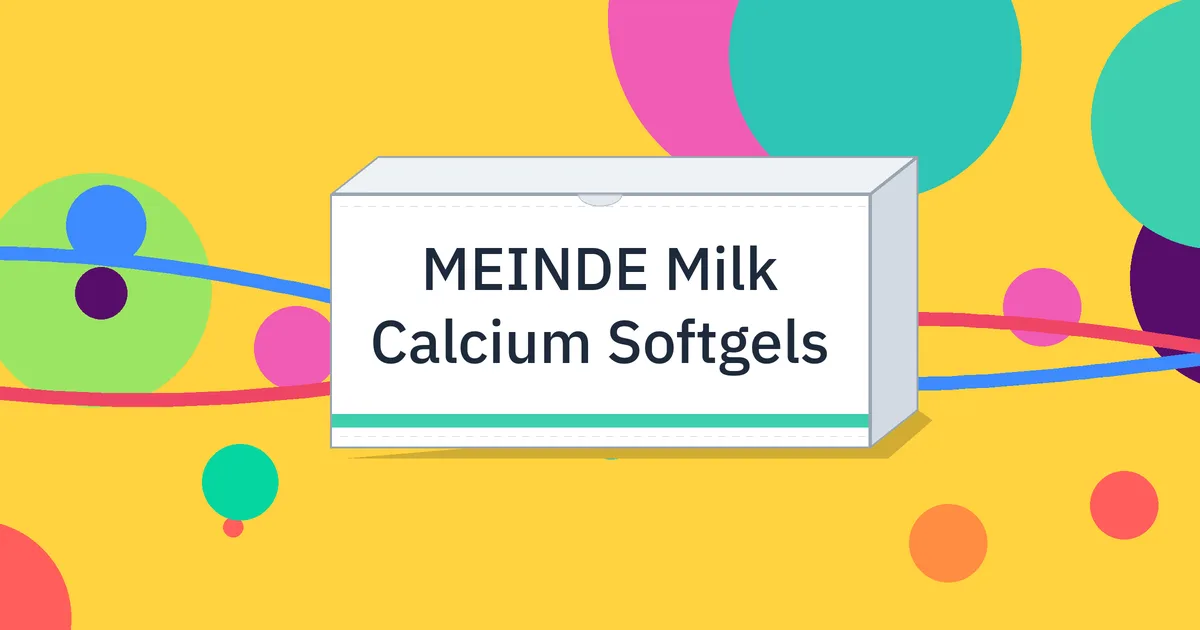 Symbolbild: Packung mit der Aufschrift MEINDE Milk Calcium Softgels (PZN 20107585) – Verfügbarkeit und Bezug in Apotheken in Frankfurt am Main