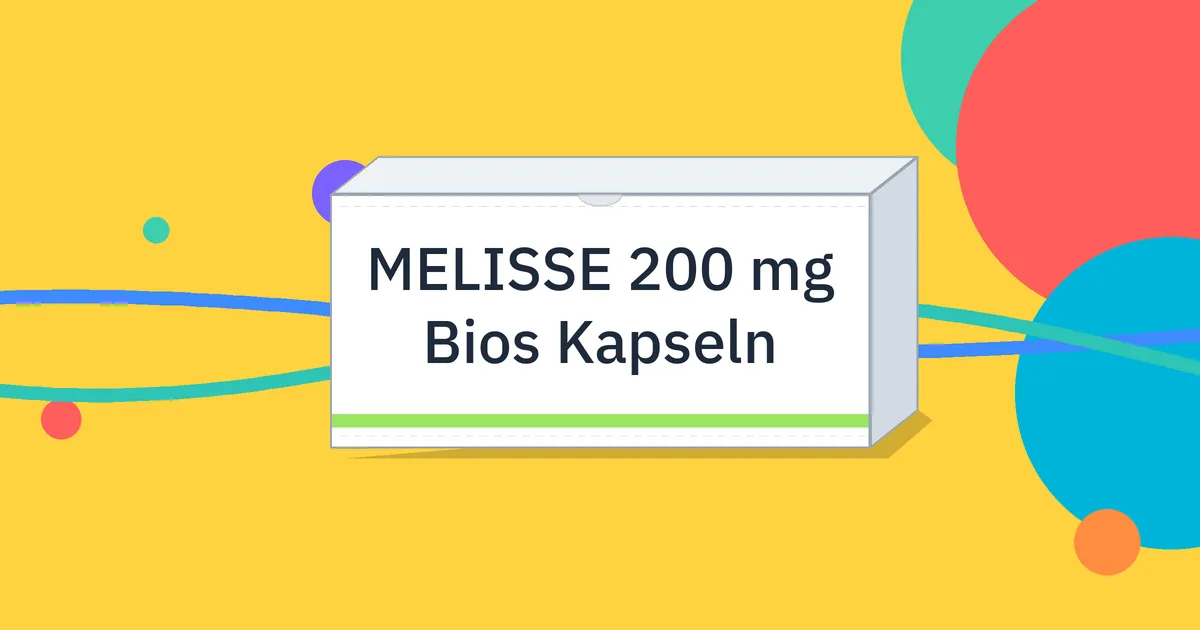 Symbolbild: Packung mit der Aufschrift MELISSE 200 mg Bios Kapseln (PZN 09748556) – Verfügbarkeit und Bezug in Apotheken in Frankfurt am Main
