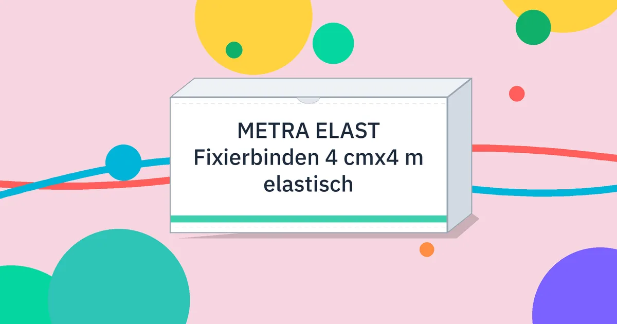 Symbolbild: Packung mit der Aufschrift METRA ELAST Fixierbinden 4 cmx4 m elastisch (PZN 07771249) – Verfügbarkeit und Bezug in Apotheken in Frankfurt am Main