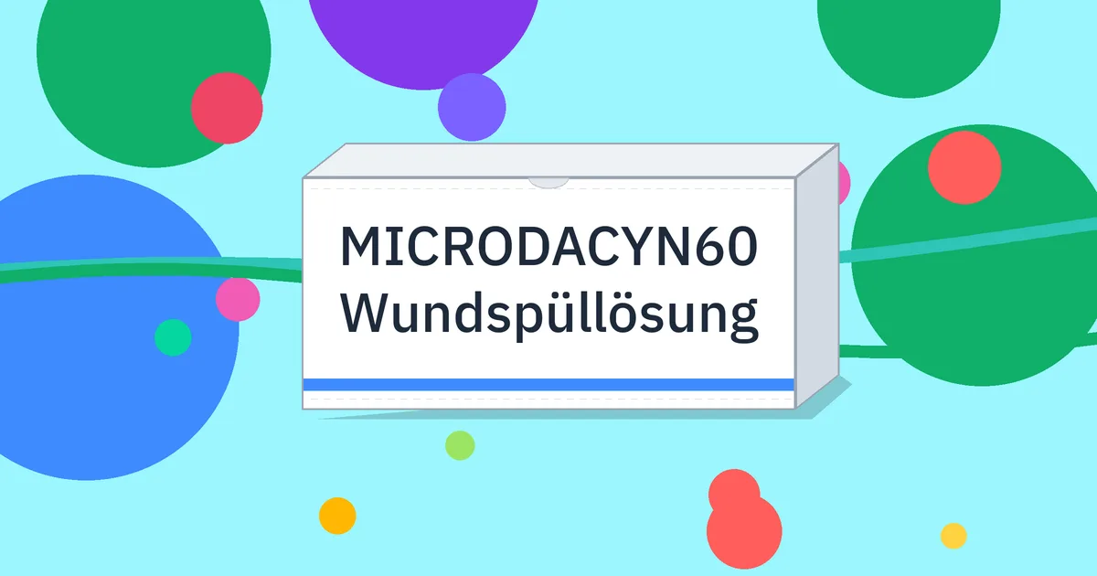 Symbolbild: Packung mit der Aufschrift MICRODACYN60 Wundspüllösung (PZN 15587689) – Verfügbarkeit und Bezug in Apotheken in Frankfurt am Main