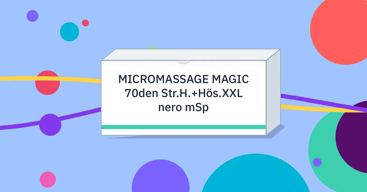 Symbolbild: Packung mit der Aufschrift MICROMASSAGE MAGIC 70den Str.H.+Hös.XXL nero mSp (PZN 03995288) – Verfügbarkeit und Bezug in Apotheken in Frankfurt am Main