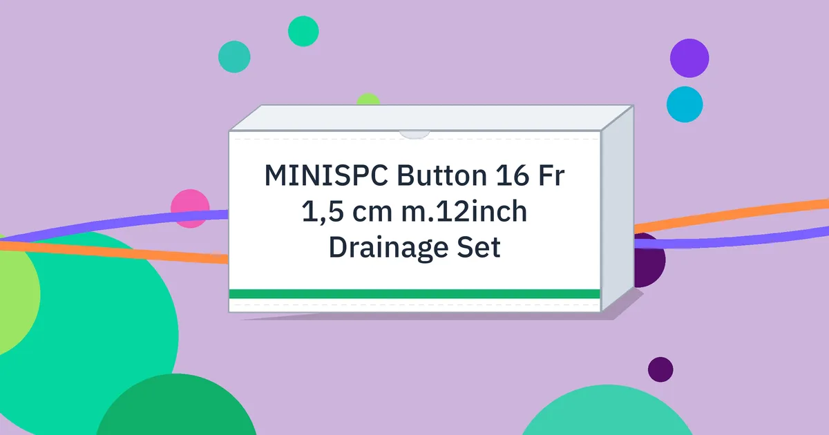 Symbolbild: Packung mit der Aufschrift MINISPC Button 16 Fr 1,5 cm m.12inch Drainage Set (PZN 20820805) – Verfügbarkeit und Bezug in Apotheken in Frankfurt am Main