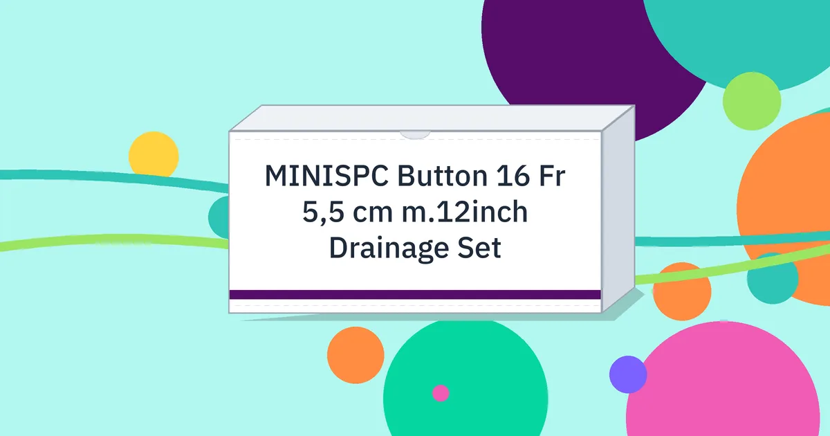 Symbolbild: Packung mit der Aufschrift MINISPC Button 16 Fr 5,5 cm m.12inch Drainage Set (PZN 20820952) – Verfügbarkeit und Bezug in Apotheken in Frankfurt am Main