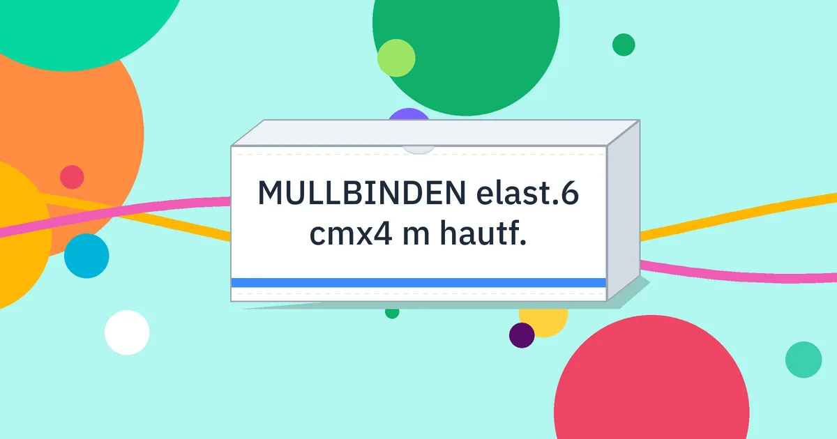 Symbolbild: Packung mit der Aufschrift MULLBINDEN elast.6 cmx4 m hautf. (PZN 01720771) – Verfügbarkeit und Bezug in Apotheken in Frankfurt am Main