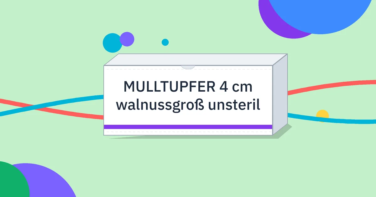 Symbolbild: Packung mit der Aufschrift MULLTUPFER 4 cm walnussgroß unsteril (PZN 17565373) – Verfügbarkeit und Bezug in Apotheken in Frankfurt am Main