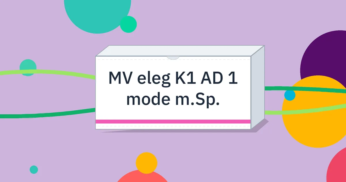 Symbolbild: Packung mit der Aufschrift MV eleg K1 AD 1 mode m.Sp. (PZN 04539167) – Verfügbarkeit und Bezug in Apotheken in Frankfurt am Main