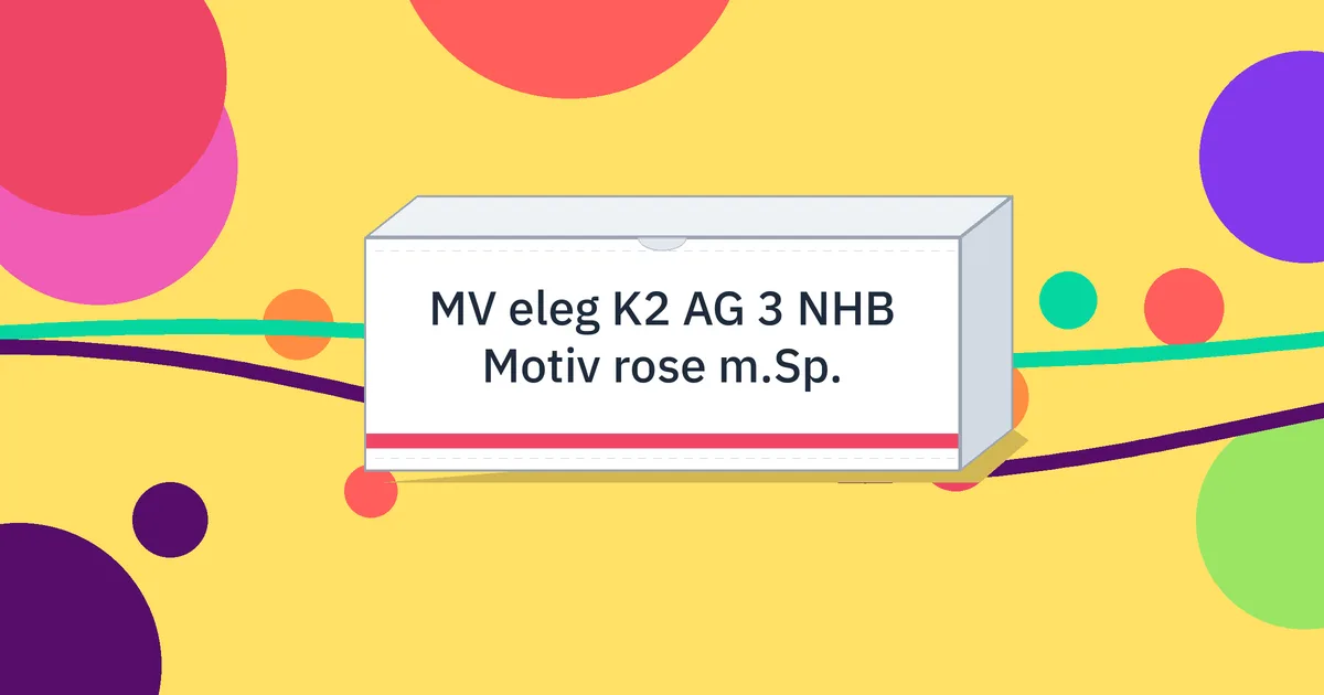 Symbolbild: Packung mit der Aufschrift MV eleg K2 AG 3 NHB Motiv rose m.Sp. (PZN 15721917) – Verfügbarkeit und Bezug in Apotheken in Frankfurt am Main