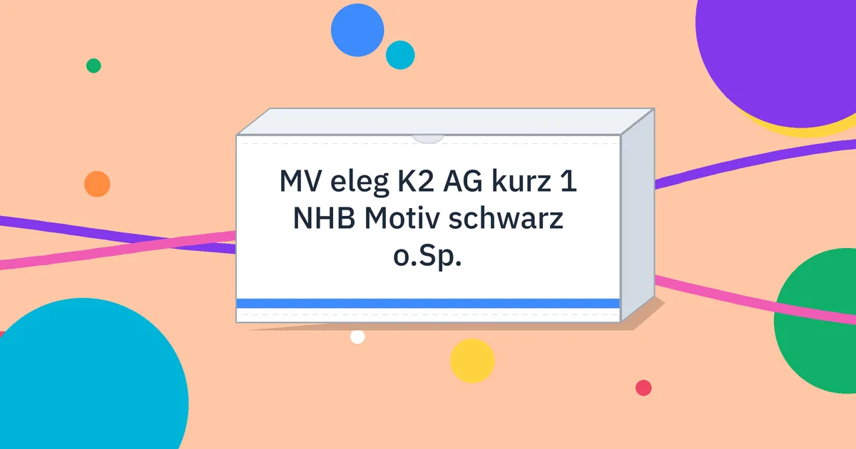 Symbolbild: Packung mit der Aufschrift MV eleg K2 AG kurz 1 NHB Motiv schwarz o.Sp. (PZN 15708986) – Verfügbarkeit und Bezug in Apotheken in Frankfurt am Main