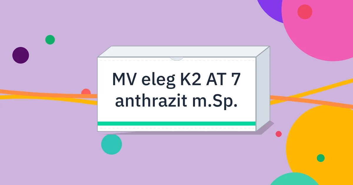 Symbolbild: Packung mit der Aufschrift MV eleg K2 AT 7 anthrazit m.Sp. (PZN 00642879) – Verfügbarkeit und Bezug in Apotheken in Frankfurt am Main