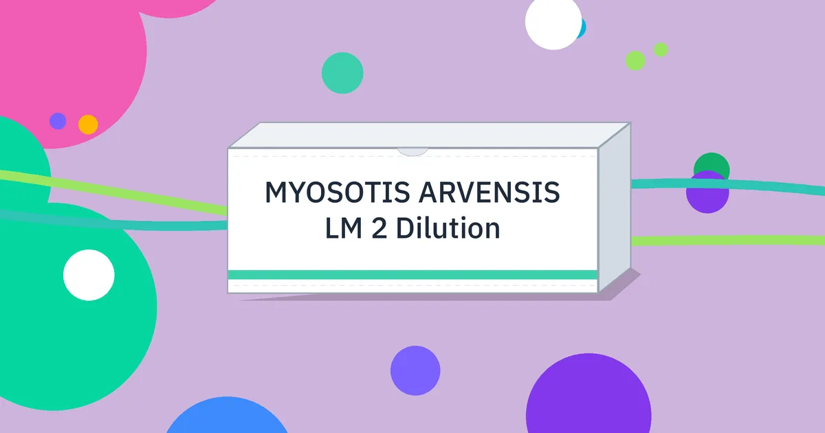 Symbolbild: Packung mit der Aufschrift MYOSOTIS ARVENSIS LM 2 Dilution (PZN 13612012) – Verfügbarkeit und Bezug in Apotheken in Frankfurt am Main