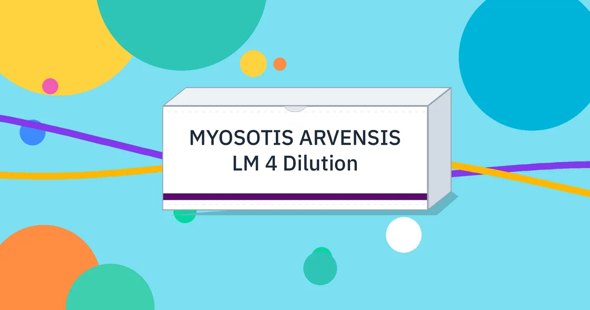 Symbolbild: Packung mit der Aufschrift MYOSOTIS ARVENSIS LM 4 Dilution (PZN 13612035) – Verfügbarkeit und Bezug in Apotheken in Frankfurt am Main
