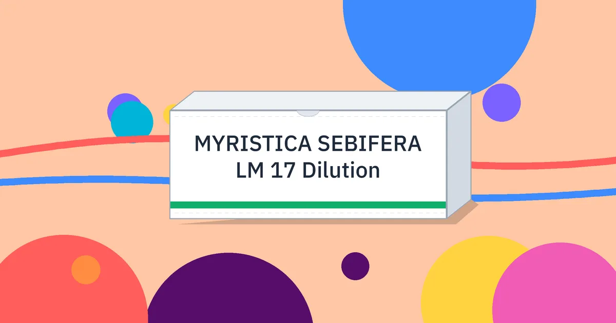 Symbolbild: Packung mit der Aufschrift MYRISTICA SEBIFERA LM 17 Dilution (PZN 13612621) – Verfügbarkeit und Bezug in Apotheken in Frankfurt am Main