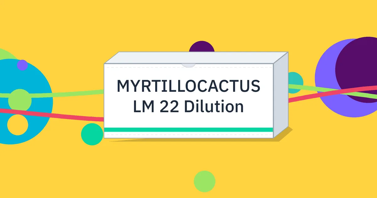 Symbolbild: Packung mit der Aufschrift MYRTILLOCACTUS LM 22 Dilution (PZN 13613164) – Verfügbarkeit und Bezug in Apotheken in Frankfurt am Main