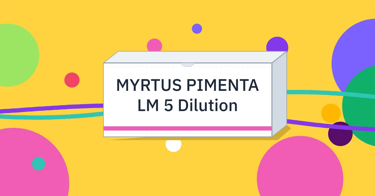 Symbolbild: Packung mit der Aufschrift MYRTUS PIMENTA LM 5 Dilution (PZN 13614347) – Verfügbarkeit und Bezug in Apotheken in Frankfurt am Main
