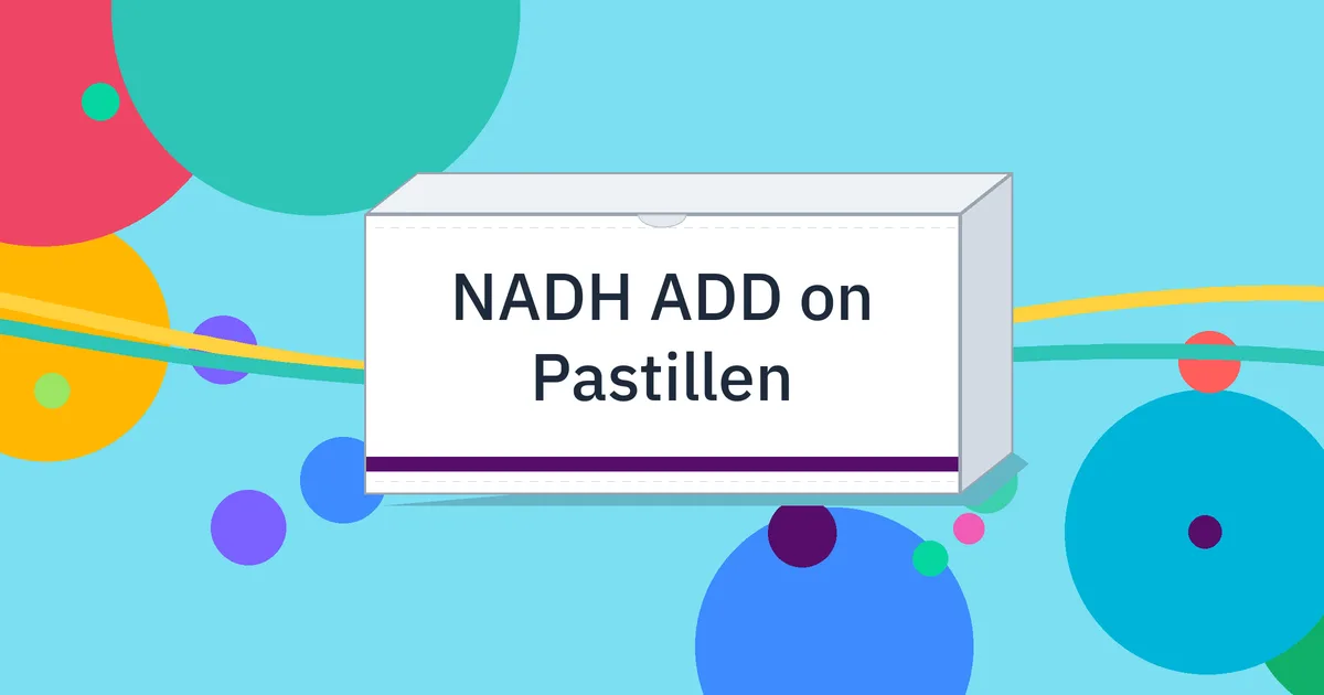 Symbolbild: Packung mit der Aufschrift NADH ADD on Pastillen (PZN 20310524) – Verfügbarkeit und Bezug in Apotheken in Frankfurt am Main