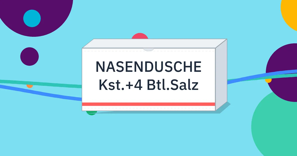 Symbolbild: Packung mit der Aufschrift NASENDUSCHE Kst.+4 Btl.Salz (PZN 00994650) – Verfügbarkeit und Bezug in Apotheken in Frankfurt am Main