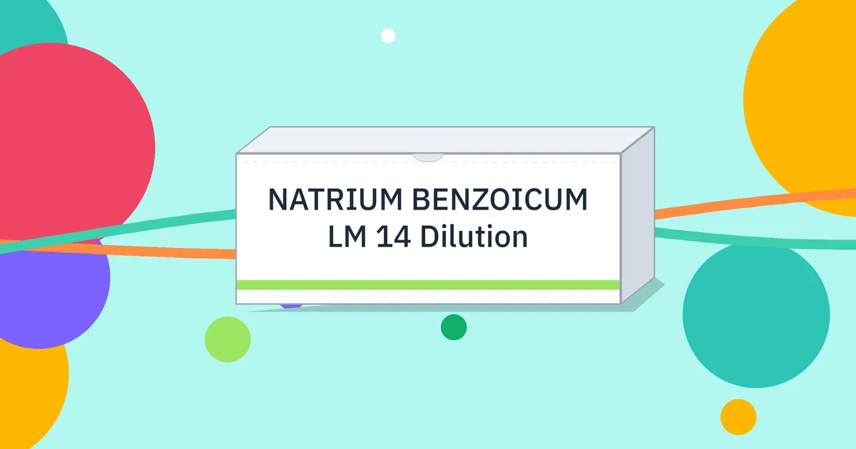 Symbolbild: Packung mit der Aufschrift NATRIUM BENZOICUM LM 14 Dilution (PZN 12959819) – Verfügbarkeit und Bezug in Apotheken in Frankfurt am Main