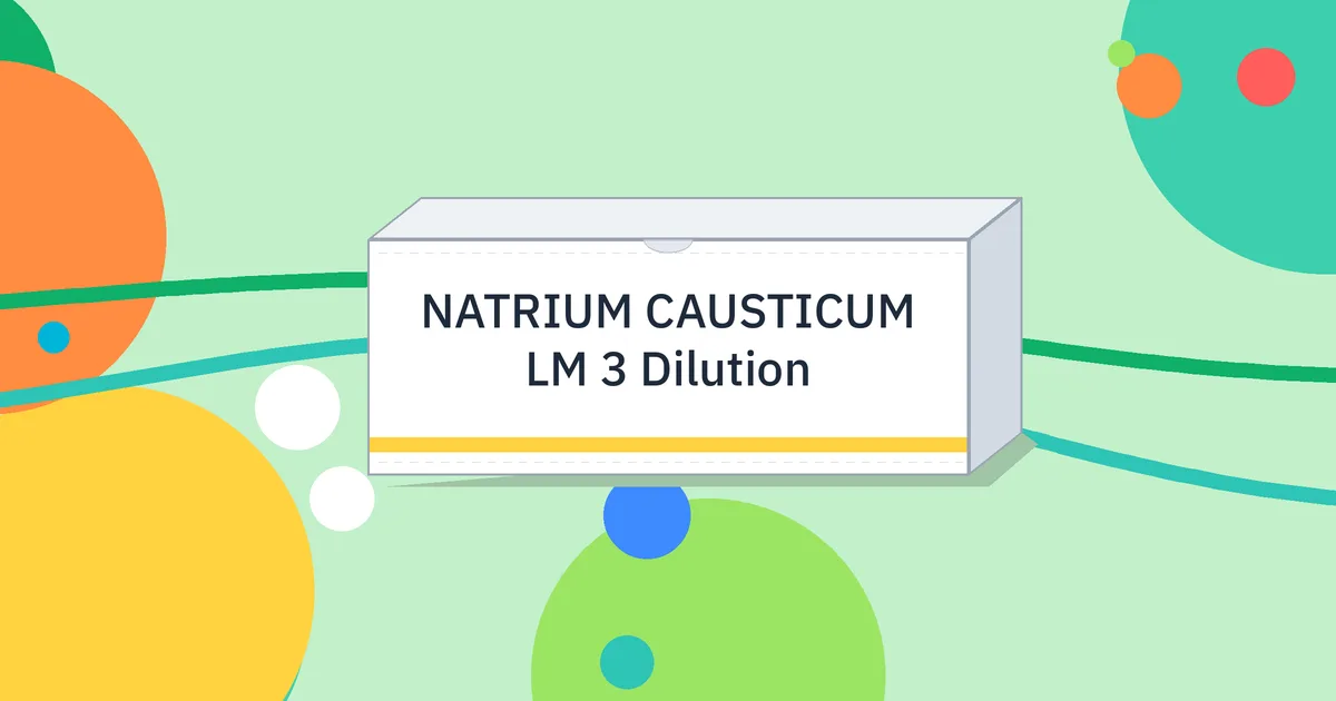 Symbolbild: Packung mit der Aufschrift NATRIUM CAUSTICUM LM 3 Dilution (PZN 09544084) – Verfügbarkeit und Bezug in Apotheken in Frankfurt am Main