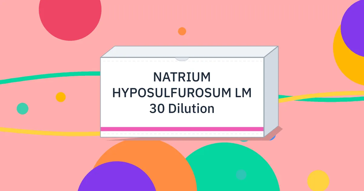 Symbolbild: Packung mit der Aufschrift NATRIUM HYPOSULFUROSUM LM 30 Dilution (PZN 12964105) – Verfügbarkeit und Bezug in Apotheken in Frankfurt am Main