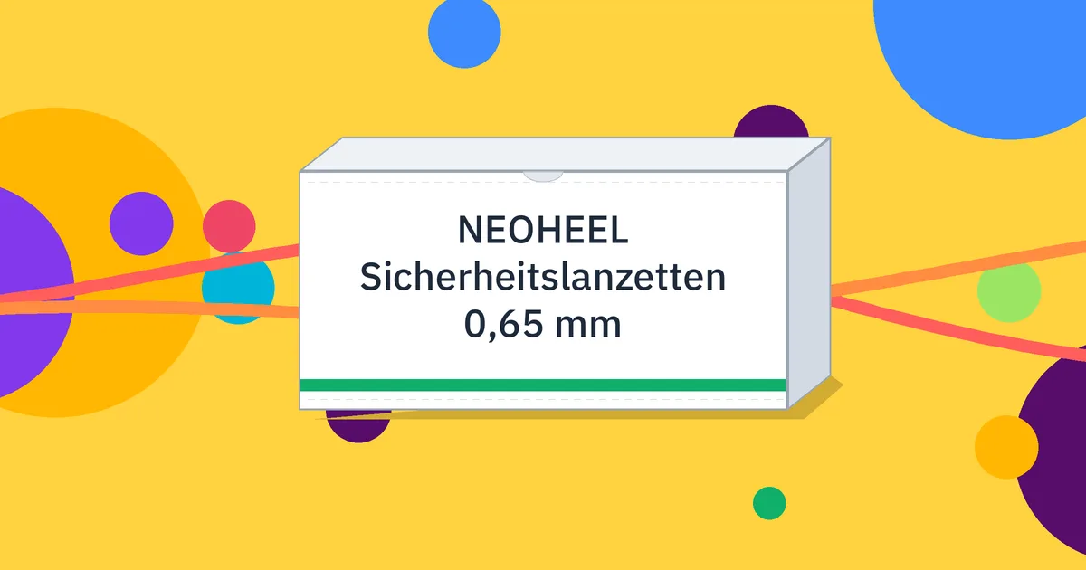 Symbolbild: Packung mit der Aufschrift NEOHEEL Sicherheitslanzetten 0,65 mm (PZN 19064959) – Verfügbarkeit und Bezug in Apotheken in Frankfurt am Main