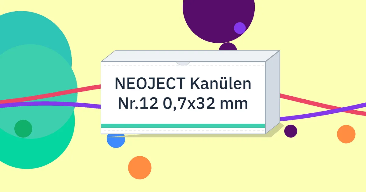 Symbolbild: Packung mit der Aufschrift NEOJECT Kanülen Nr.12 0,7x32 mm (PZN 03043180) – Verfügbarkeit und Bezug in Apotheken in Frankfurt am Main