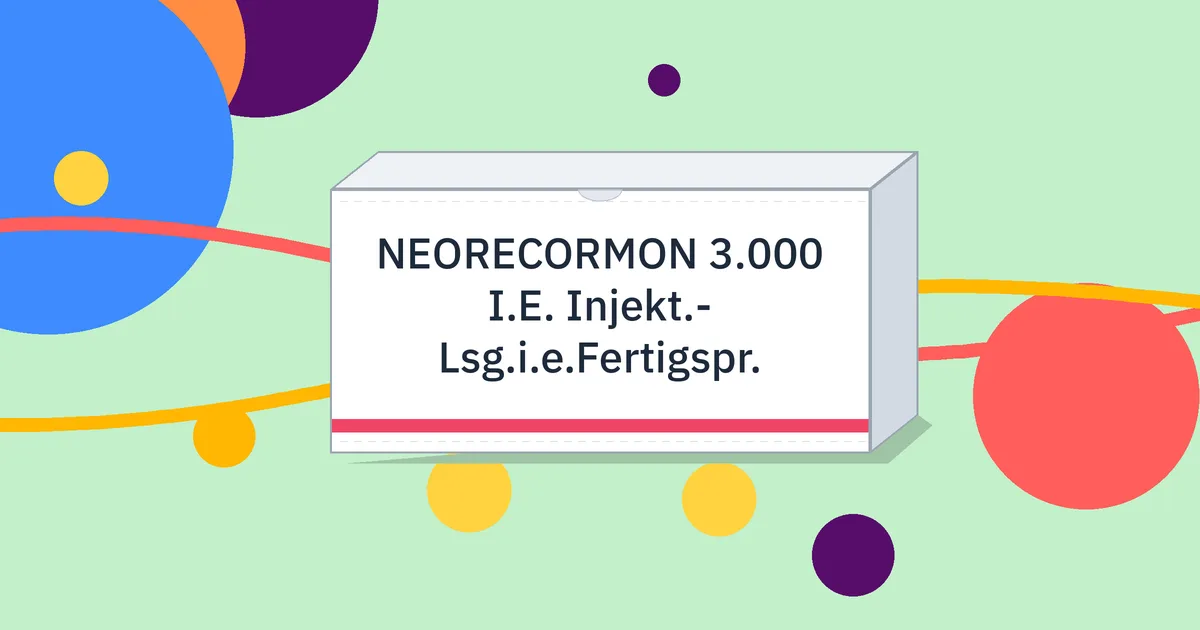 Symbolbild: Packung mit der Aufschrift NEORECORMON 3.000 I.E. Injekt.-Lsg.i.e.Fertigspr. (PZN 16884780) – Verfügbarkeit und Bezug in Apotheken in Frankfurt am Main