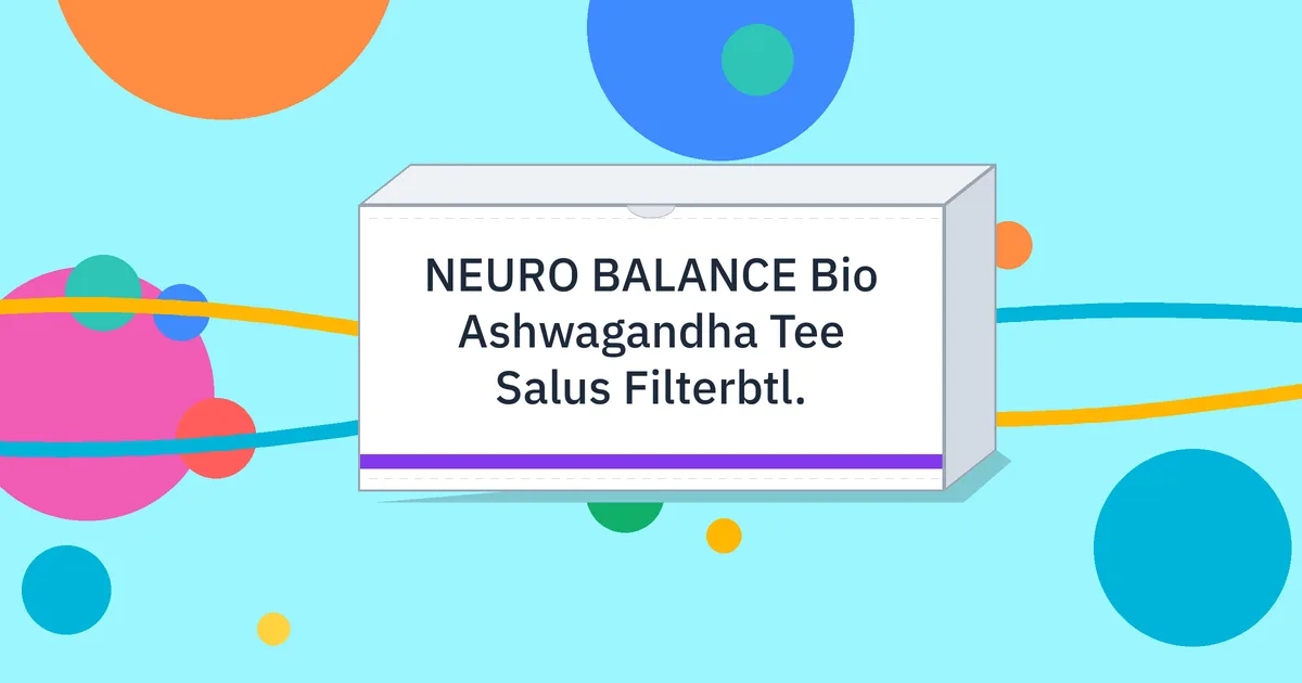 Symbolbild: Packung mit der Aufschrift NEURO BALANCE Bio Ashwagandha Tee Salus Filterbtl. (PZN 14188786) – Verfügbarkeit und Bezug in Apotheken in Frankfurt am Main