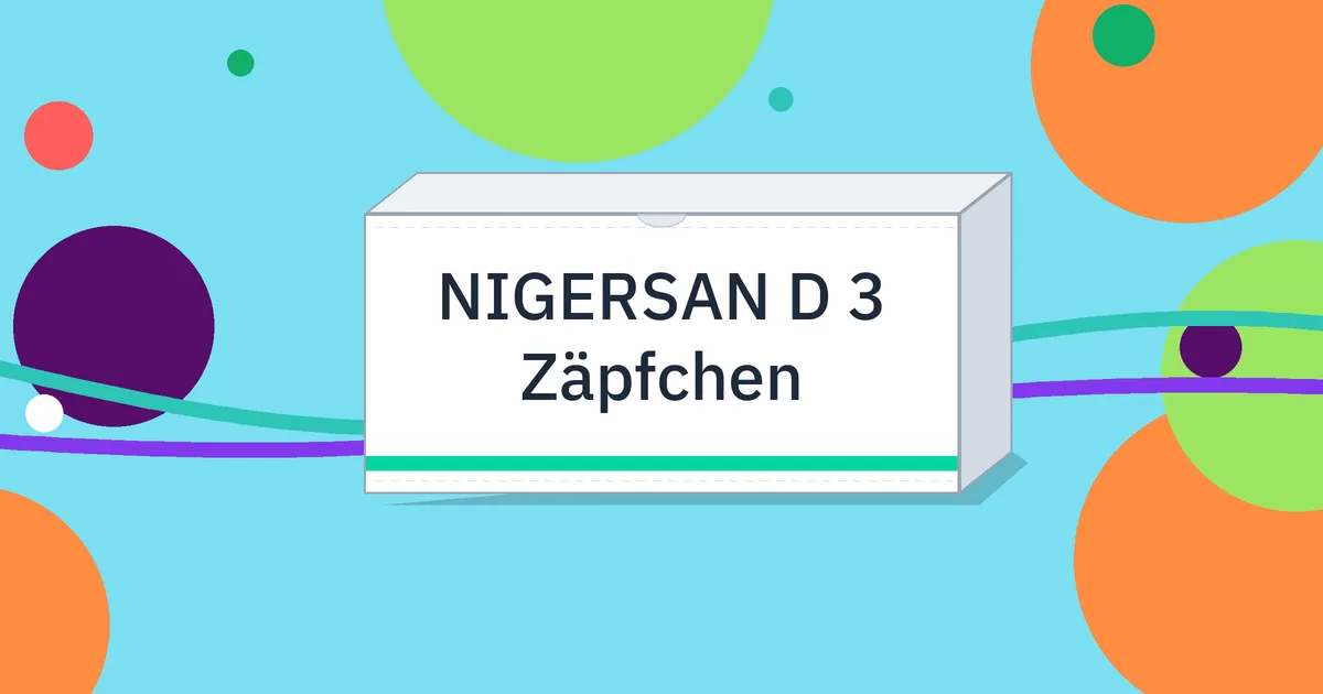 Symbolbild: Packung mit der Aufschrift NIGERSAN D 3 Zäpfchen (PZN 03206920) – Verfügbarkeit und Bezug in Apotheken in Frankfurt am Main