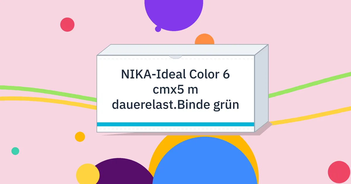 Symbolbild: Packung mit der Aufschrift NIKA-Ideal Color 6 cmx5 m dauerelast.Binde grün (PZN 14235988) – Verfügbarkeit und Bezug in Apotheken in Frankfurt am Main