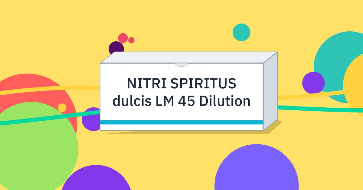 Symbolbild: Packung mit der Aufschrift NITRI SPIRITUS dulcis LM 45 Dilution (PZN 13619830) – Verfügbarkeit und Bezug in Apotheken in Frankfurt am Main