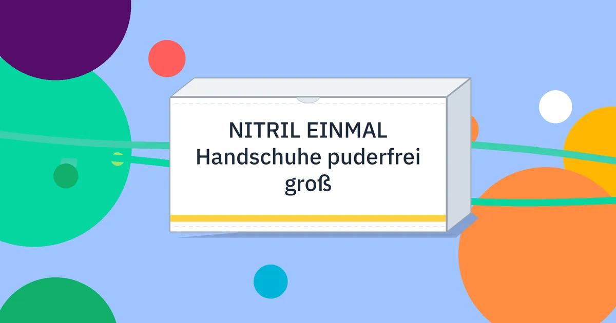 Symbolbild: Packung mit der Aufschrift NITRIL EINMAL Handschuhe puderfrei groß (PZN 06589011) – Verfügbarkeit und Bezug in Apotheken in Frankfurt am Main
