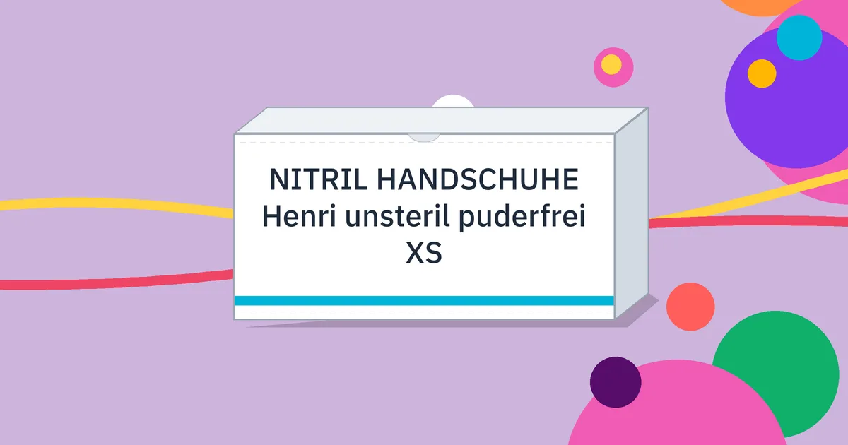 Symbolbild: Packung mit der Aufschrift NITRIL HANDSCHUHE Henri unsteril puderfrei XS (PZN 20303027) – Verfügbarkeit und Bezug in Apotheken in Frankfurt am Main