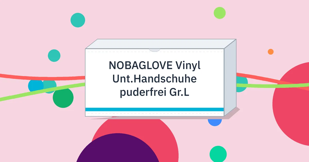 Symbolbild: Packung mit der Aufschrift NOBAGLOVE Vinyl Unt.Handschuhe puderfrei Gr.L (PZN 00598486) – Verfügbarkeit und Bezug in Apotheken in Frankfurt am Main