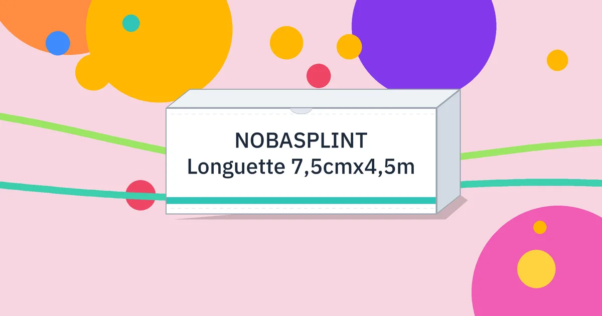 Symbolbild: Packung mit der Aufschrift NOBASPLINT Longuette 7,5cmx4,5m (PZN 03067909) – Verfügbarkeit und Bezug in Apotheken in Frankfurt am Main