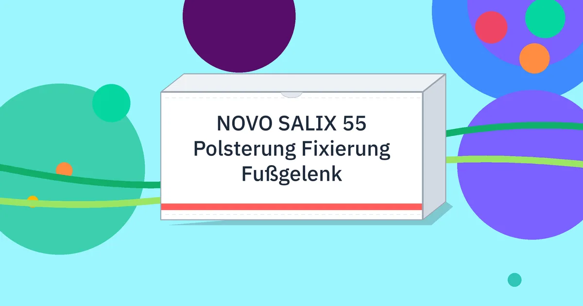 Symbolbild: Packung mit der Aufschrift NOVO SALIX 55 Polsterung Fixierung Fußgelenk (PZN 19407626) – Verfügbarkeit und Bezug in Apotheken in Frankfurt am Main