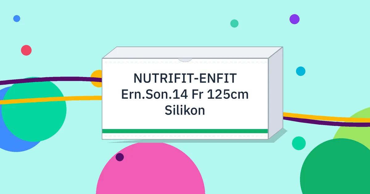 Symbolbild: Packung mit der Aufschrift NUTRIFIT-ENFIT Ern.Son.14 Fr 125cm Silikon (PZN 17272955) – Verfügbarkeit und Bezug in Apotheken in Frankfurt am Main